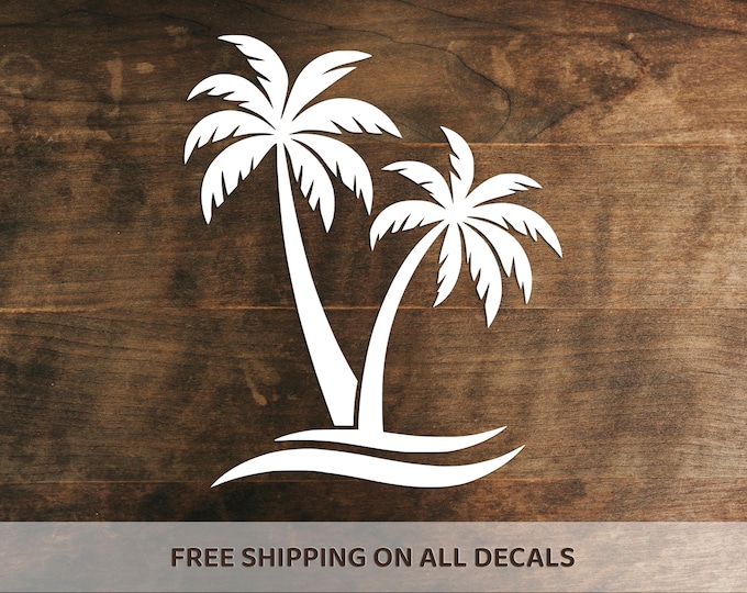 Palm Trees Vinyl Decal | Tropical Island Bumper Sticker | Beach Theme ...
