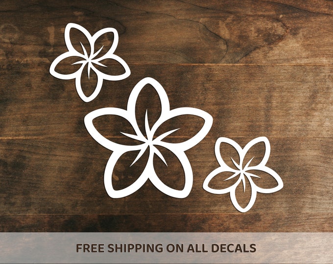 Tropical Plumeria Vinyl Decal | Hawaiian Flower Bumper Sticker | Nature ...