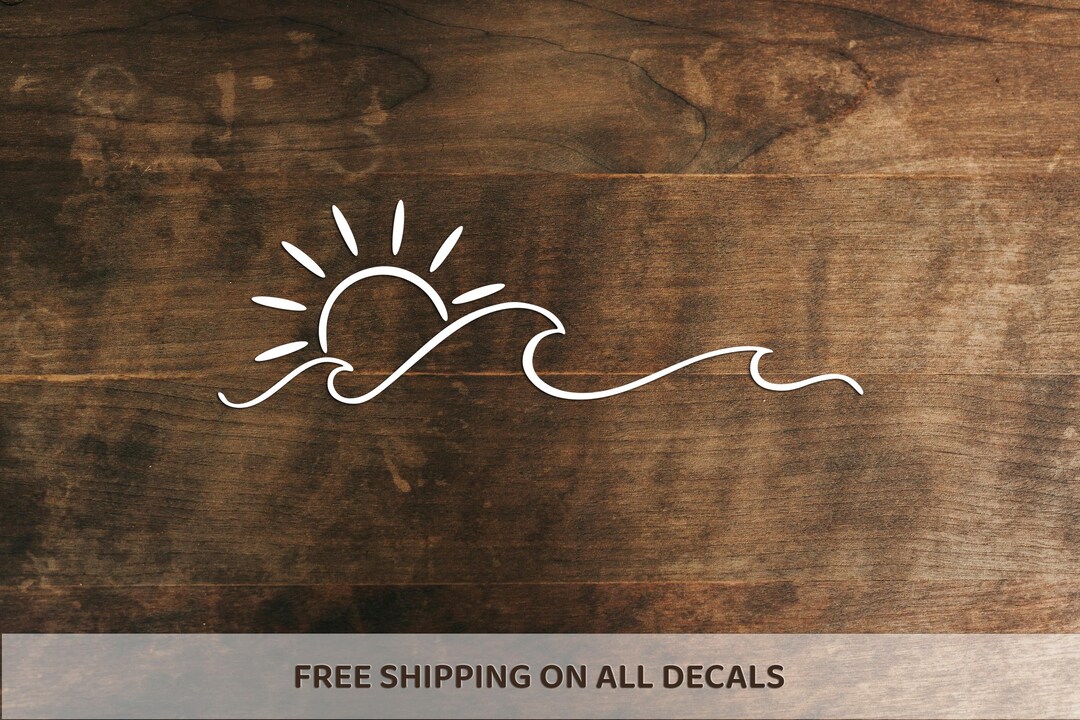 Sun Waves Ocean Custom Vinyl Decal | Sea Beach Surf Bumper Sticker ...