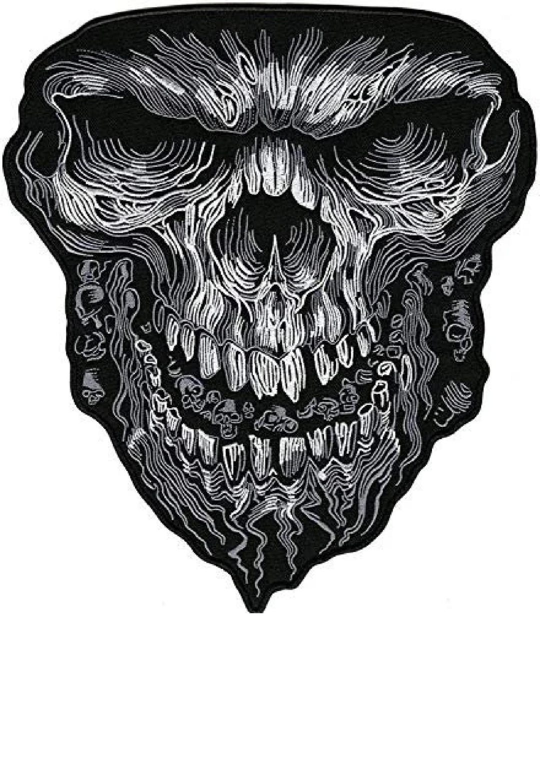 Giant Evil Skull Back Patch: Embroidered Iron-on Vest Applique (11.0 X ...