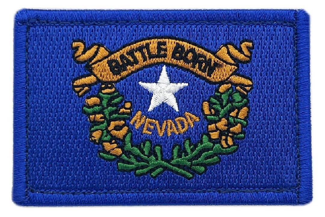 Nevada State Battle Born Patch [3.0 X 2.0 Inch- Hook Fastener Backing ...
