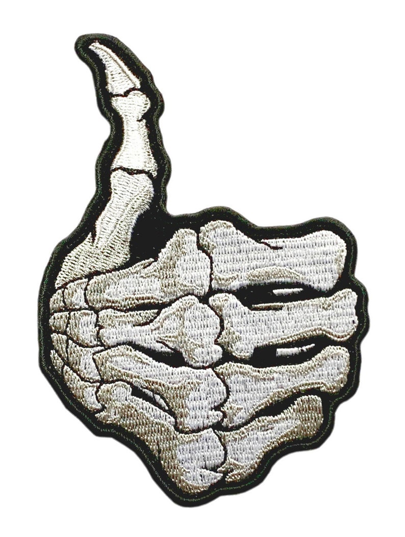 Skeleton Hand Bones Thumbs up Embroidered Patch [iron on Sew on -5.0 X ...