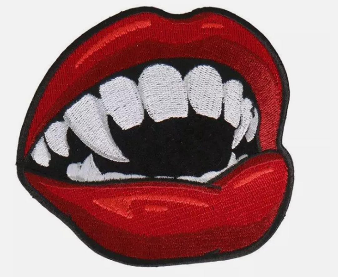 Vampire Fangs Embroidered Patch [iron on Sew on -4.0 BY 4.0inch] - Etsy
