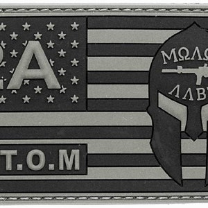 D.T.O.M USA Flag 2A 2nd Amendment Molon Labe 3.5 Inch Patch [3D-PVC Rubber-“hook Brand” Fastener ...