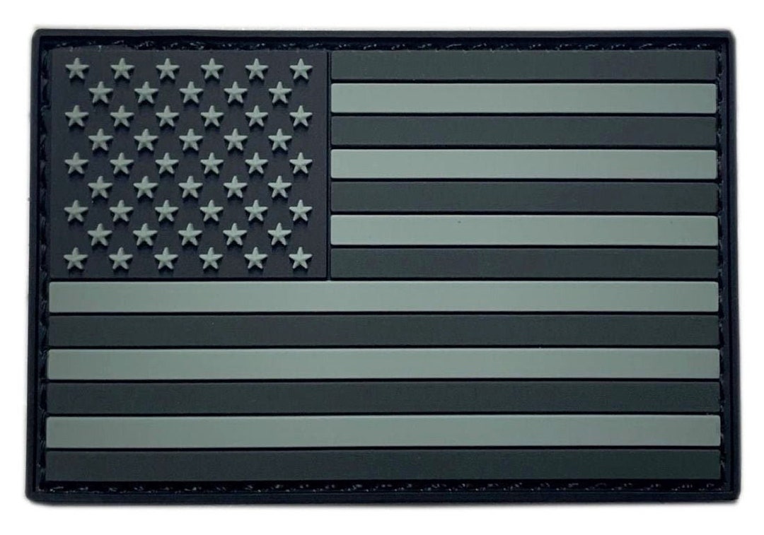 USA American Flag Black Border Gray Tactical Patch [3.0 X 2.0 - PVC ...