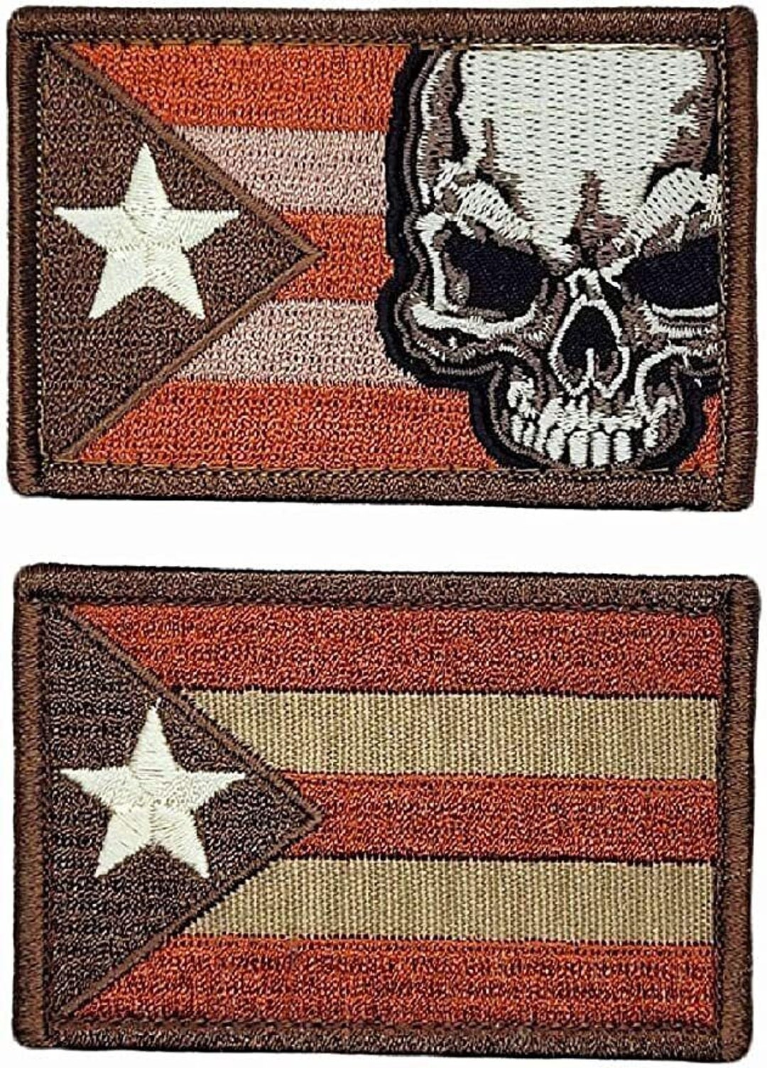 Puerto Rico Flag Skull Embroidered Patch (2PC Bundle - 3.0 X 2.0 Inch ...