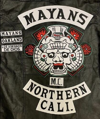 SOA Mayans Northern Cali MC Biker Jacket Vest Back Patch 7PC Black Text ...