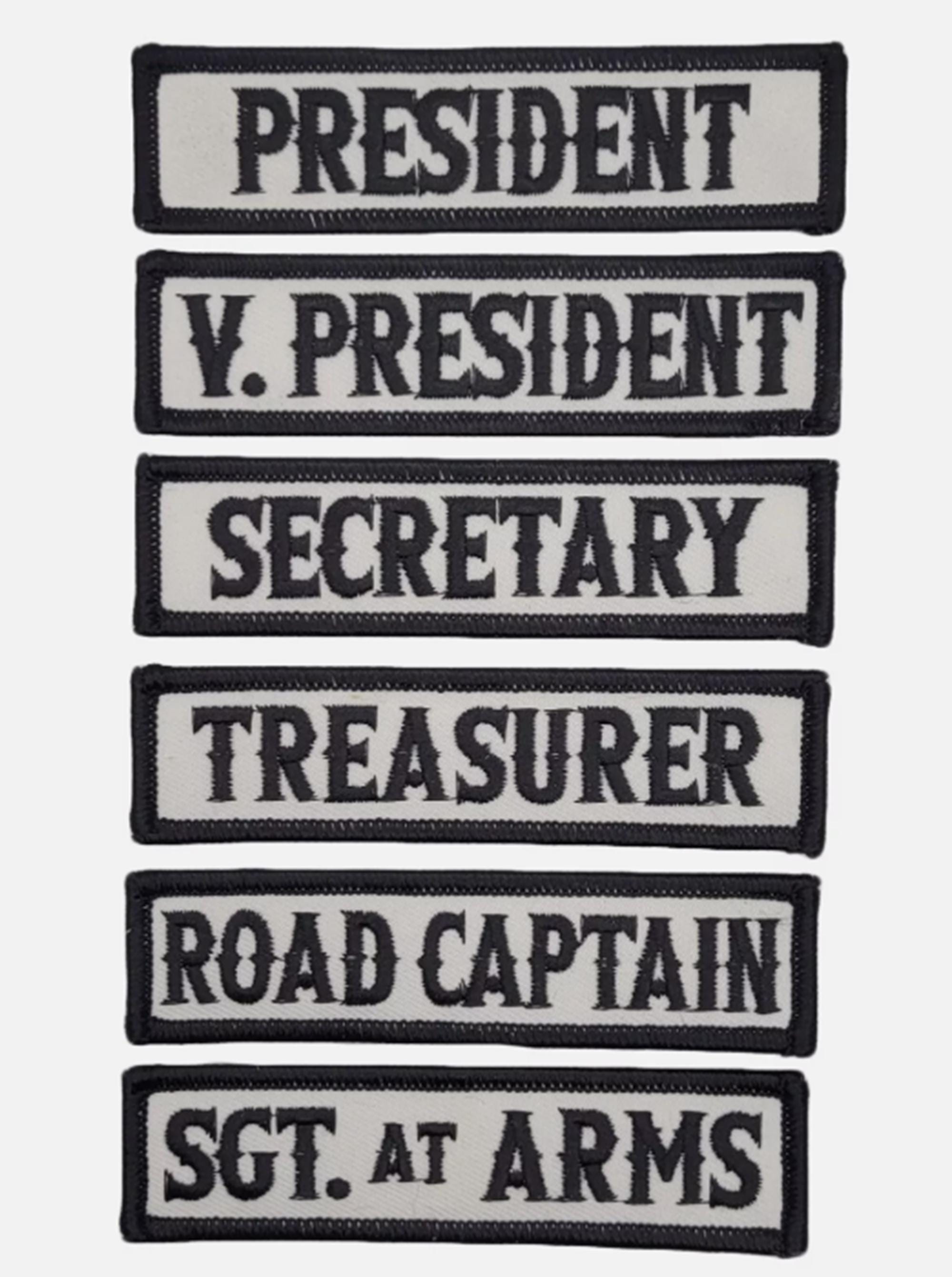 MC Biker Club Officer Title Patches - 6pc Embroidered Iron-on Set - Etsy