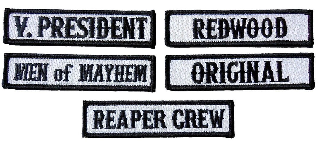 Officer Title Rank Vest Patches VP Reaper Crew MC Biker Club 5pc Patch ...
