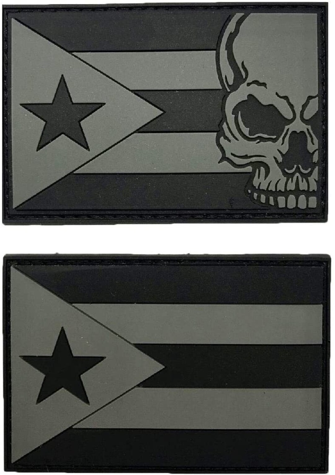 Puerto Rico Flag Skull Patch [“hook Brand” Fastener - 2PC Bundle -PVC ...