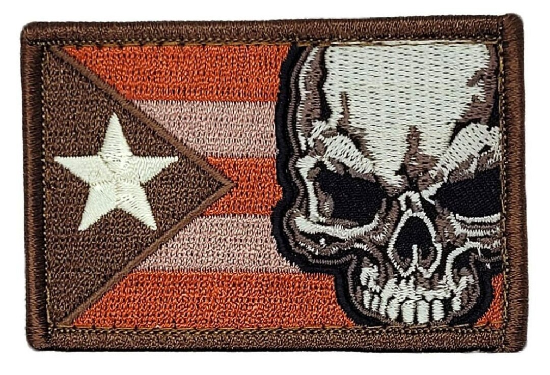 Puerto Rico Flag Skull Embroidered Patch [3.0 X 2.0 -“hook Brand ...