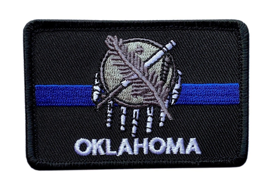 Oklahoma State Thin Blue Line Tactical Patch [hook Fastener -3.0 X 2.0 ...