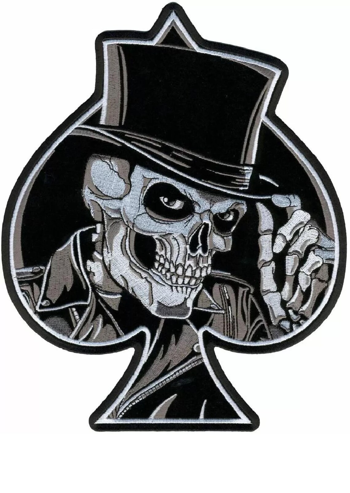 Top Hat Skull Embroidered Patch [“hook Brand” Fastener - 5.0 X 4.0 Inch ...