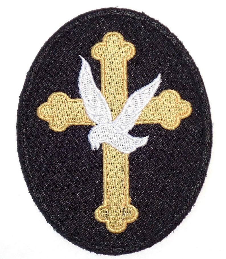 Christian Dove on a Cross 3.5 Inch Embroidered Patch Iron On - Etsy