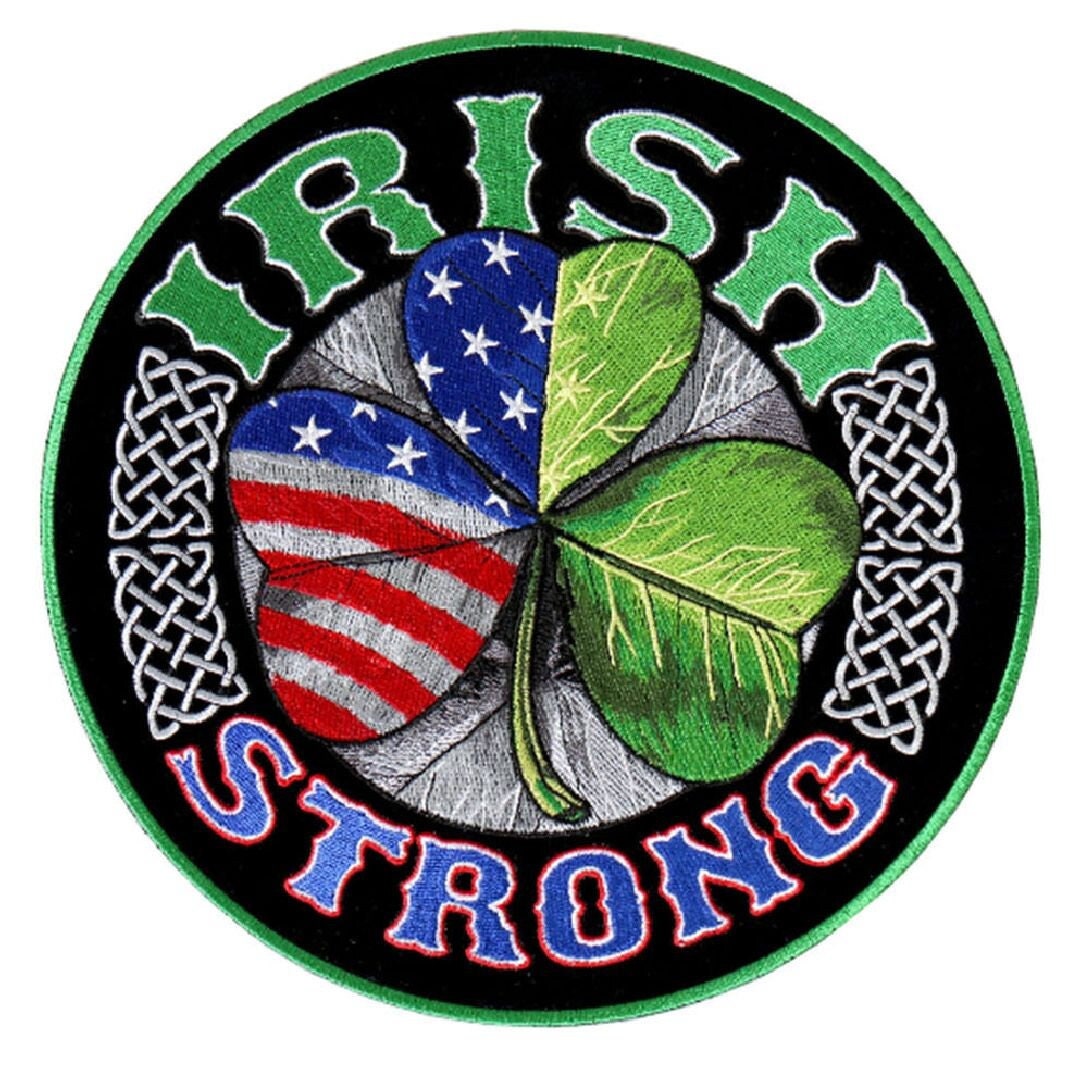 Irish Strong Clover Embroidered Jacket Vest Back 9.0 Inch Iron on Sew ...