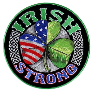 Irish Strong Clover Embroidered Jacket Vest Back 9.0 Inch Iron on Sew ...