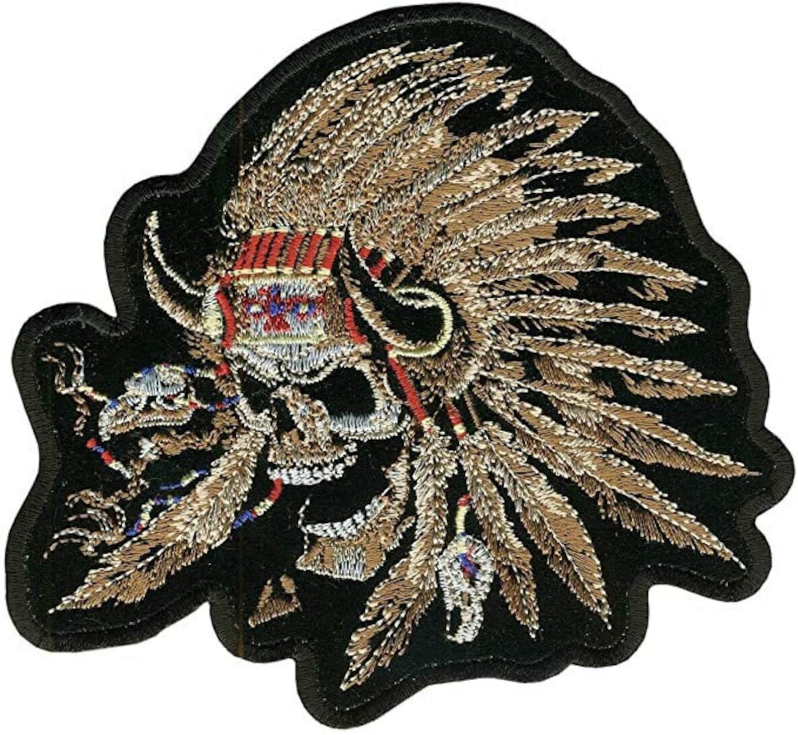 Native American Indian Warrior Skull Jacket Vest Back Patch 12.0 X 10. ...
