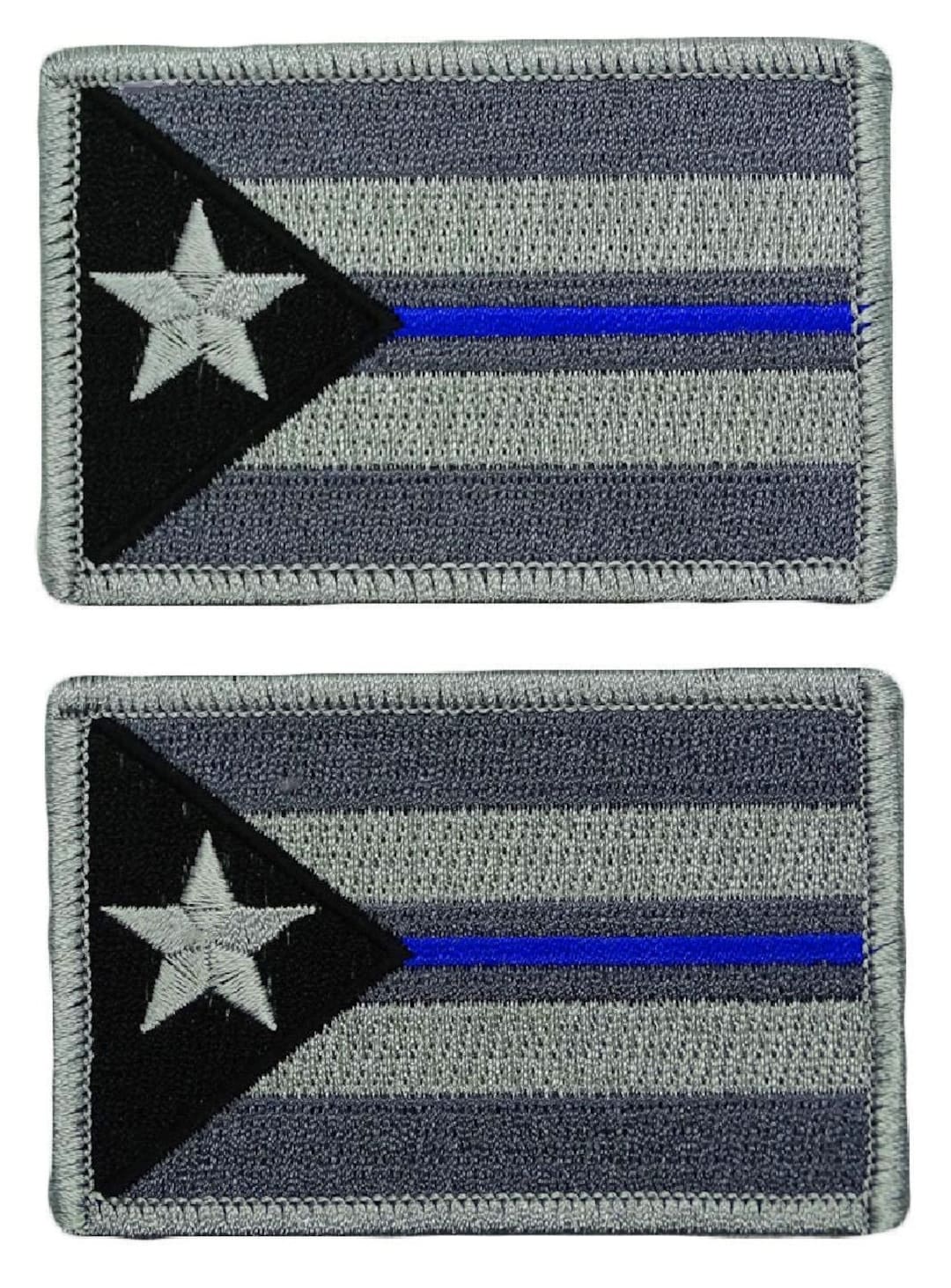 Puerto Rico Flag Thin Blue Line Patch [2PC Bundle - 3.0 X 2.0 - “hook ...