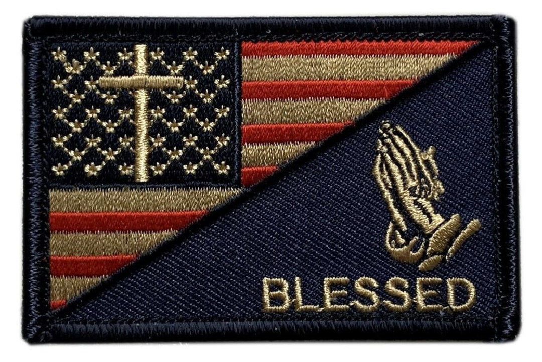 Blessed Praying Hand Cross USA Flag Subdued in God Christian 3.0 Inch ...