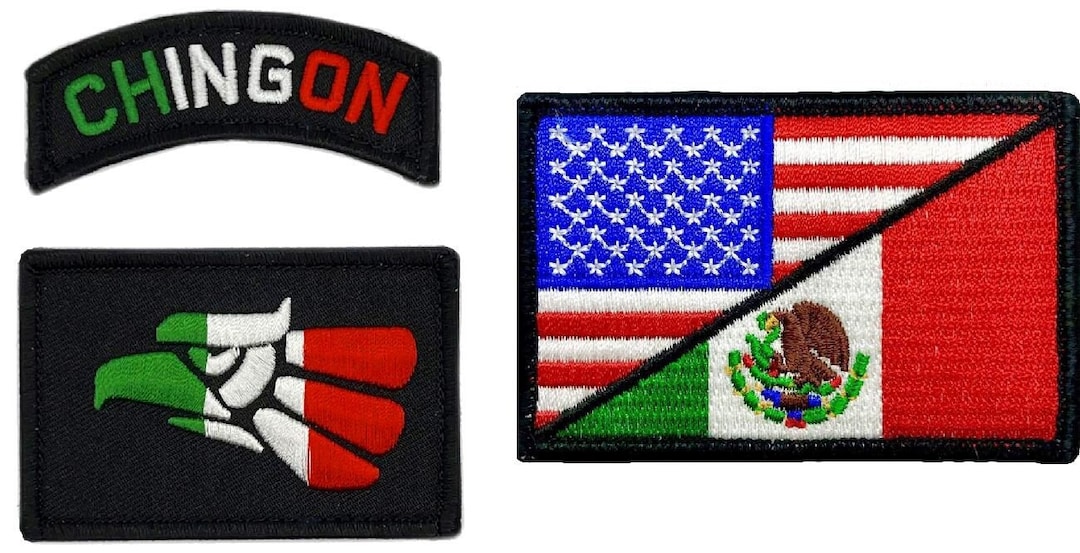 Chingon Eagle Mexico USA Flag Patch [3PC Bundle - Hook Fastener Backing ...