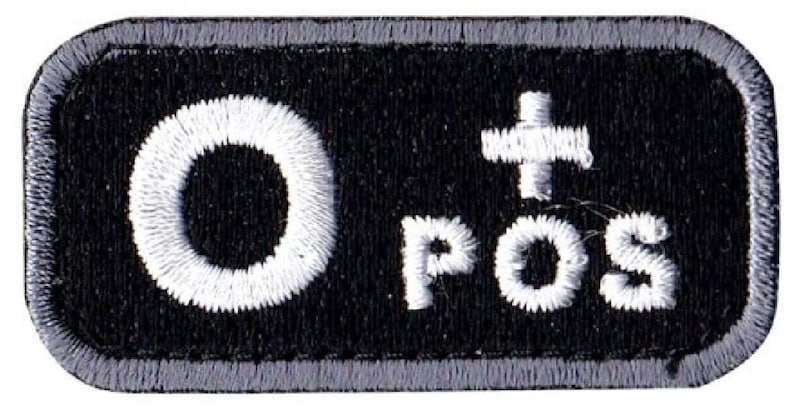 Blood Type O+ Positive 2.0 Inch Patch (embroidered Hook) (black/white ...