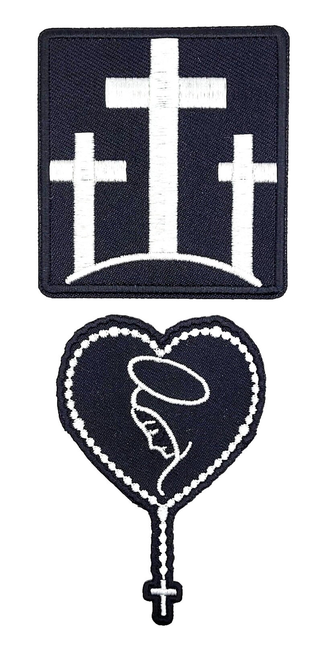 Rosary Mary & 3 Cross 2 Piece Embroidered Patch [iron on Sew On] 3.0 ...