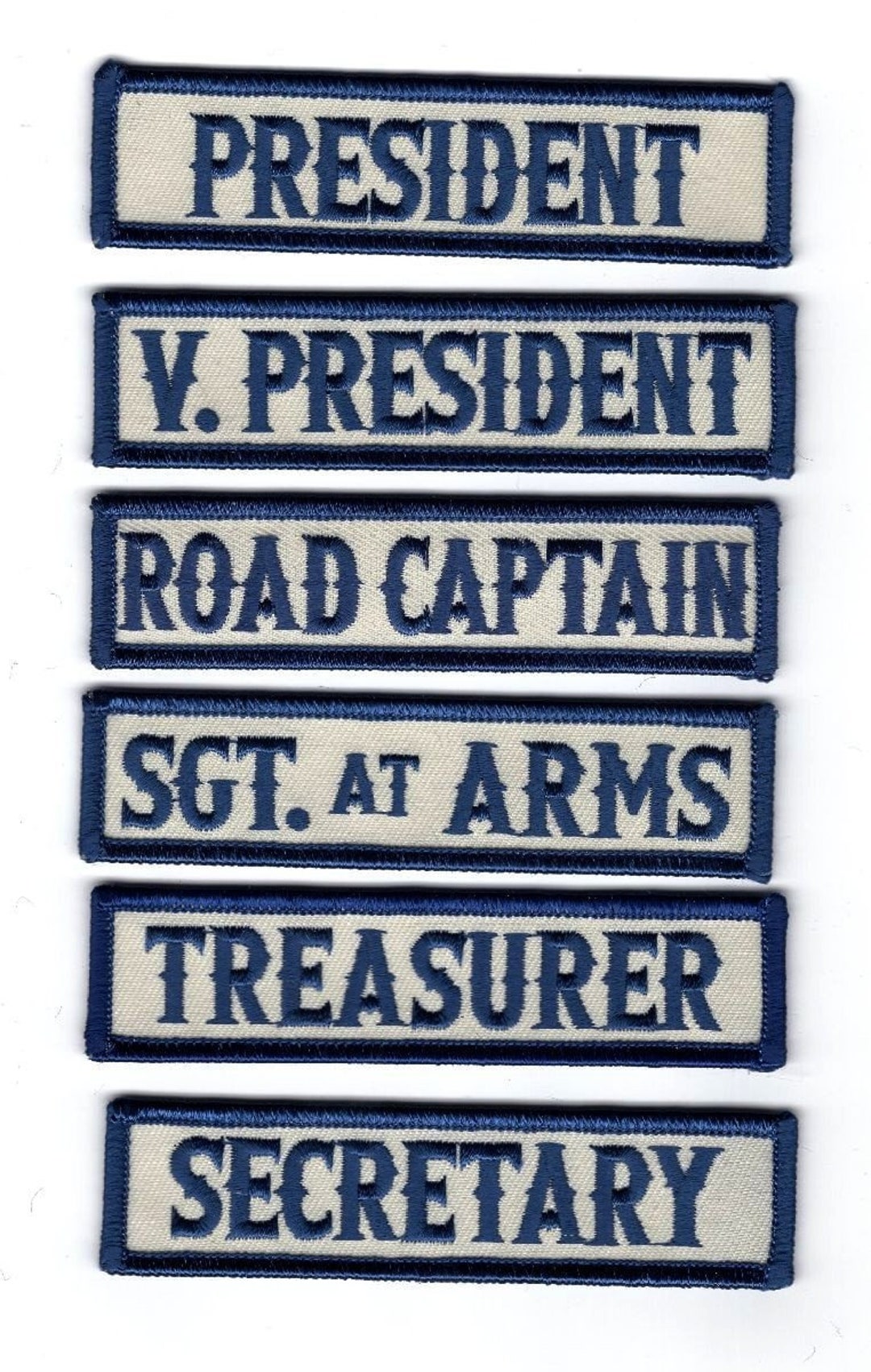 Officer Title Rank Vest Patches President VP MC Biker Club 6pc Patch ...