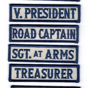 Officer Title Rank Vest Patches President VP MC Biker Club 6pc Patch ...