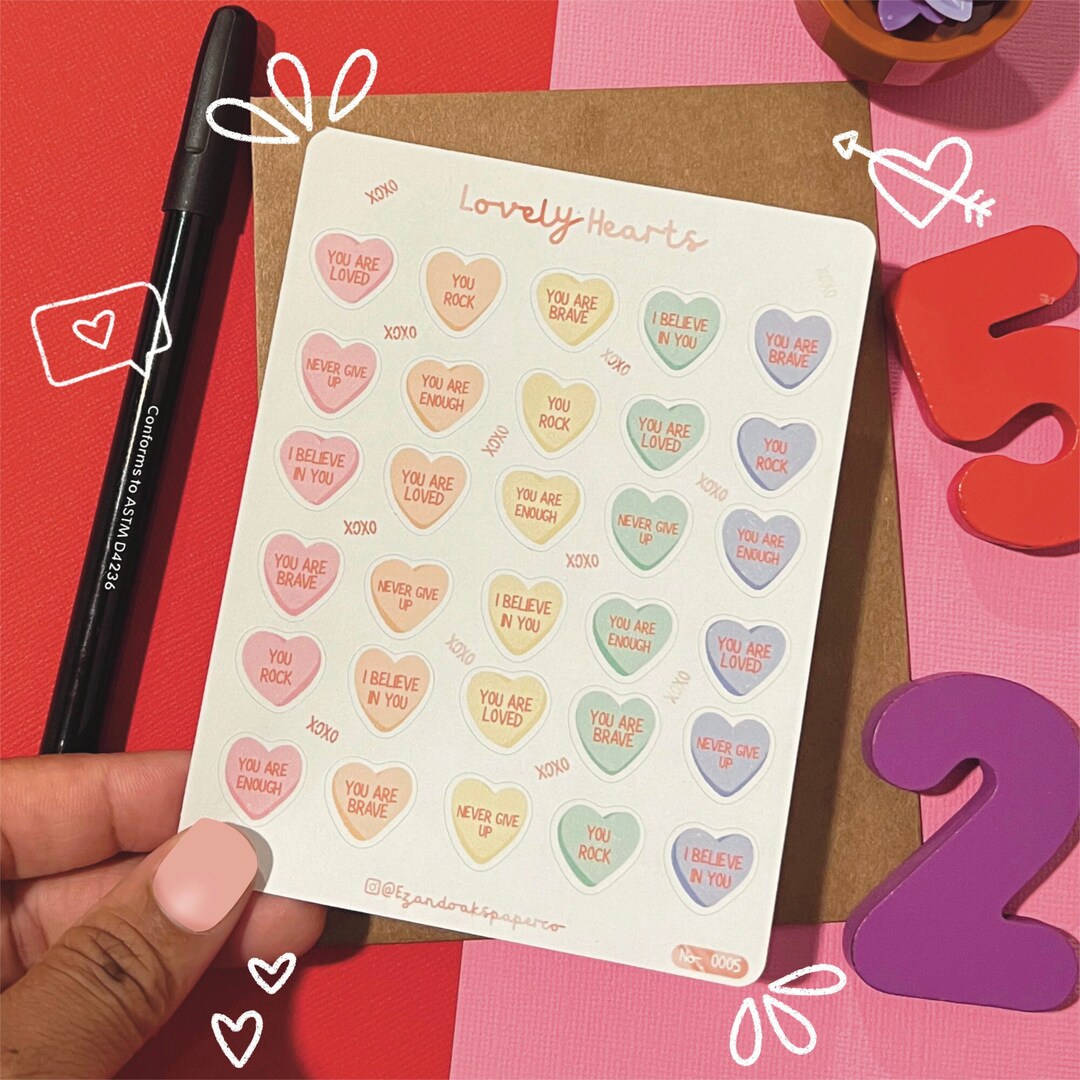 Words of Affirmation Sticker Sheet Journal Notebook Stickers Valentine ...