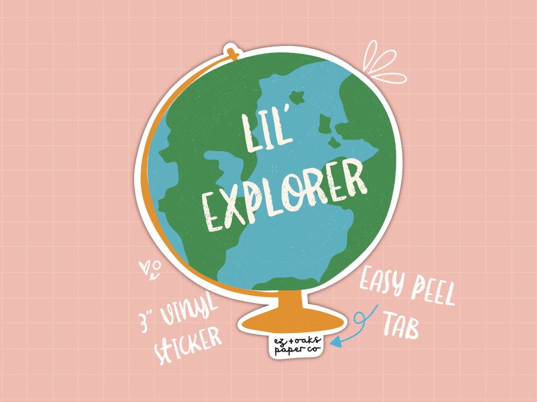 Lil' Explorer Globe Vinyl Sticker | Waterproof Laptop, Water Bottle ...