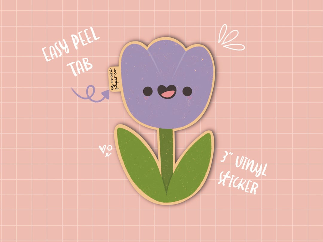Happy Tulip Waterproof Sticker | Vinyl Water Bottle Sticker | Laptop ...