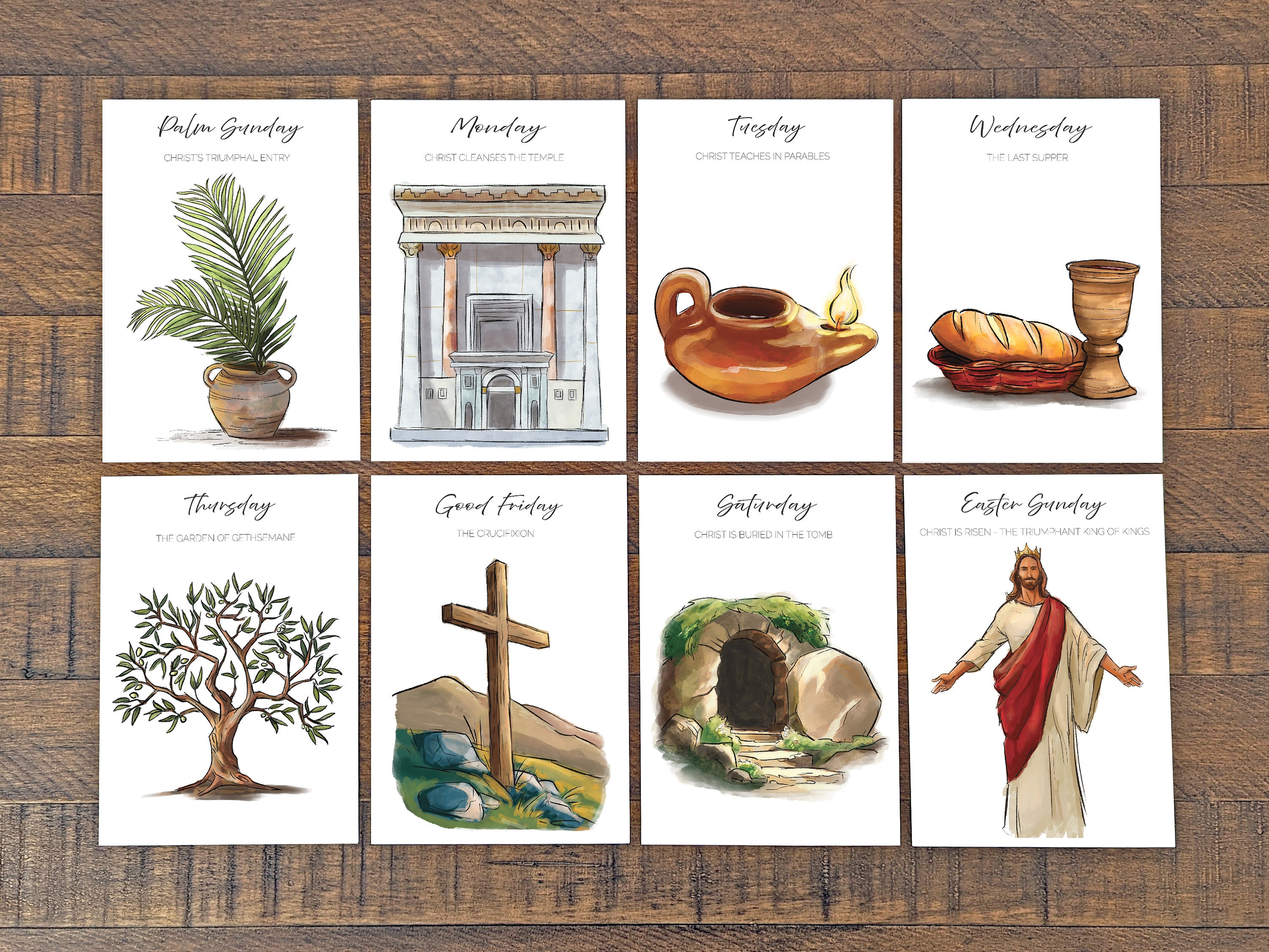 Printable Holy Week Advent Study Cards / Easter Story / Easter Advent ...