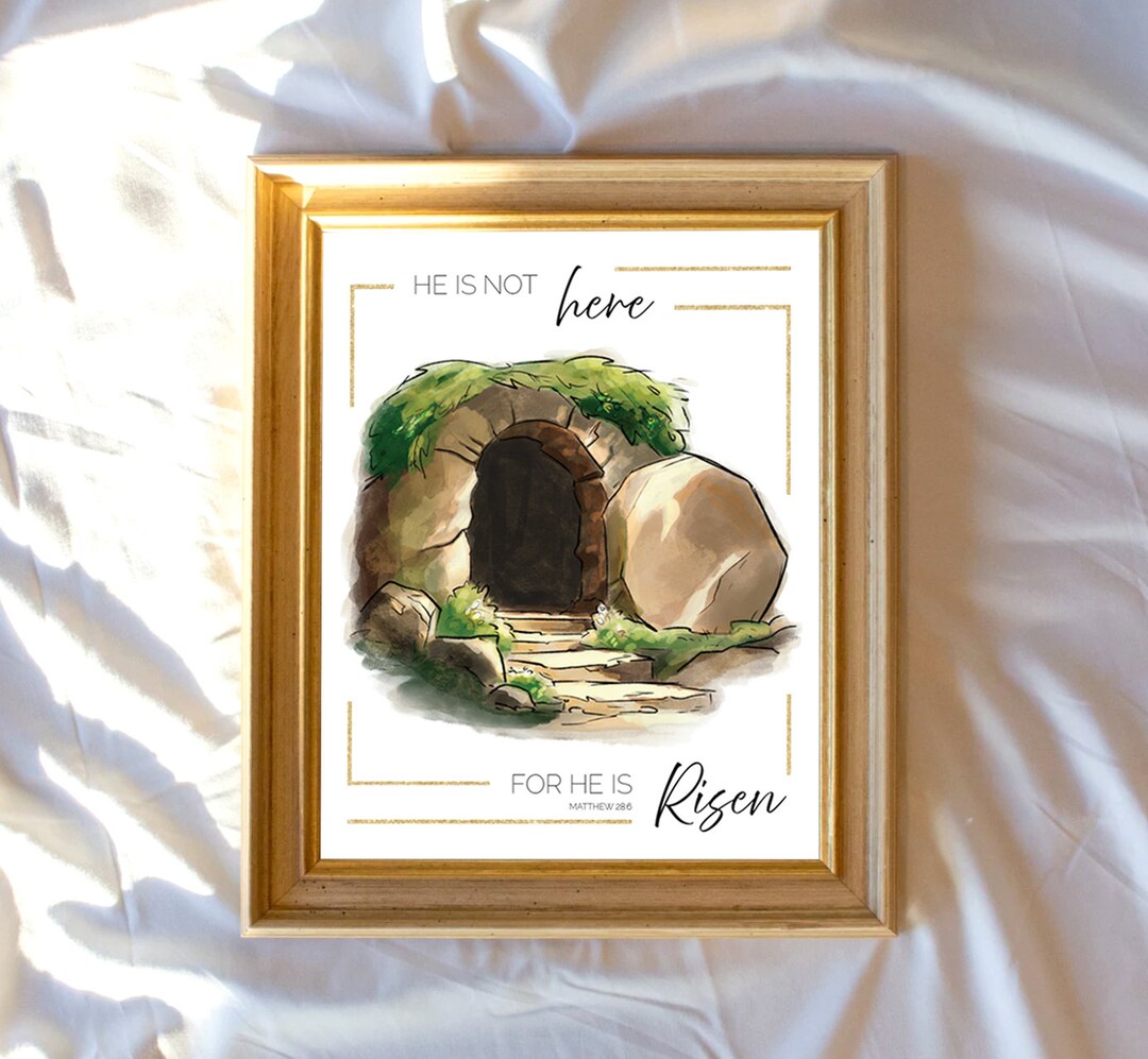 Printable He is Not Here, He is Risen Sign- GOLD | Digital Download Art ...