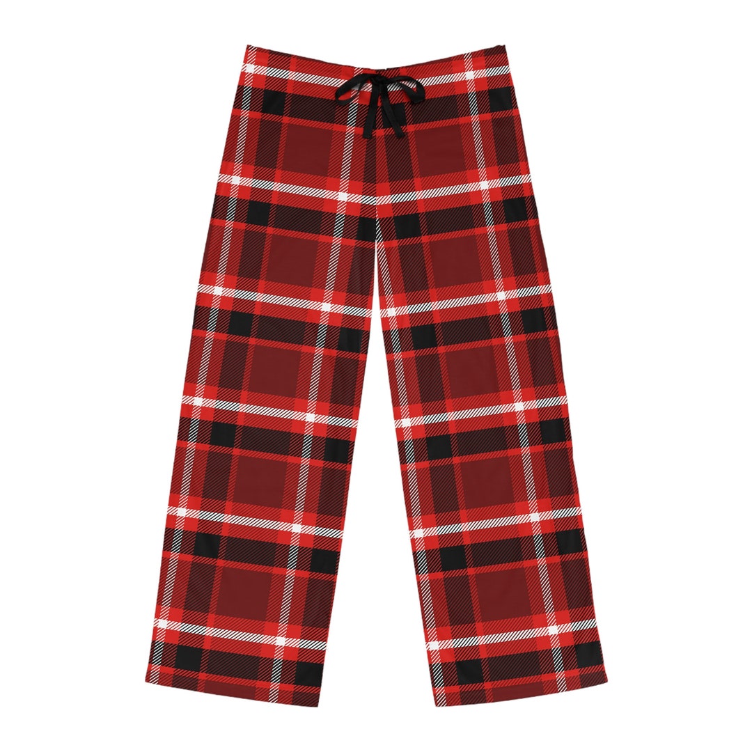 Cozy Men's Red Plaid Pajama Bottoms - Soft Flannel Sleepwear, Lounge ...