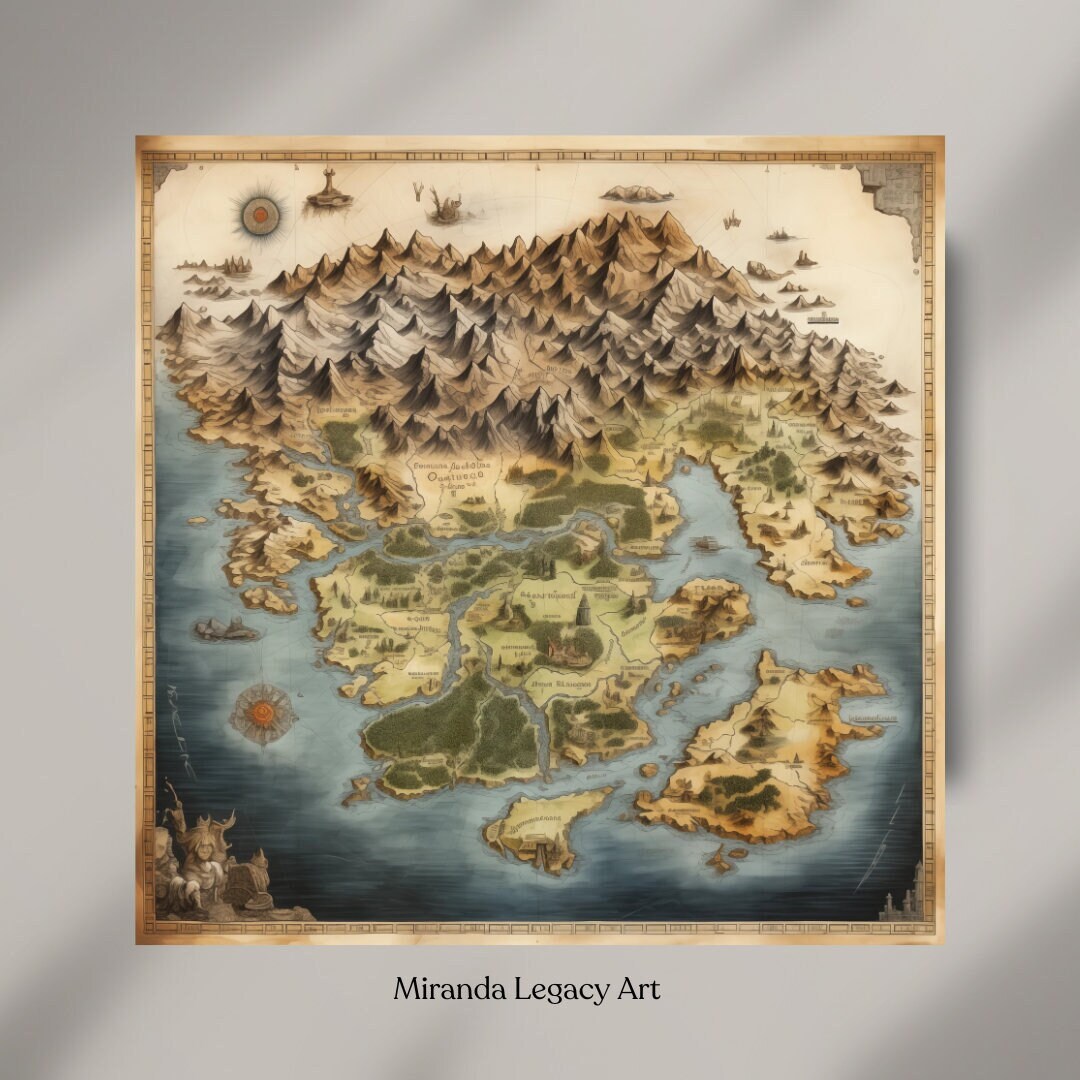 Vintage, Ancient Dungeons and Dragons Map of a Lost Continent to ...
