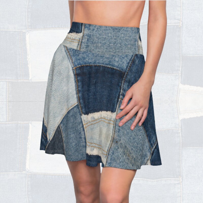 Upcycled Denim Skirt - Etsy