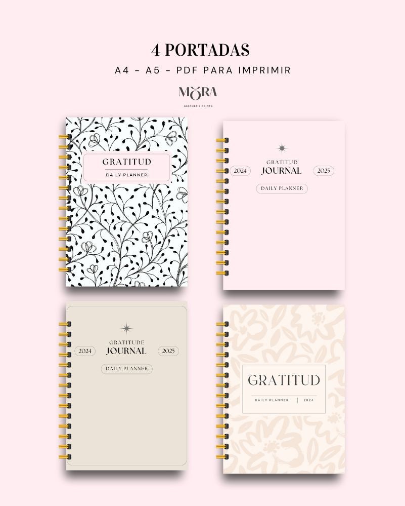 Gratitude Journal in Spanish DIARY FORMAT | PDF 4 Versions | 4 Covers ...