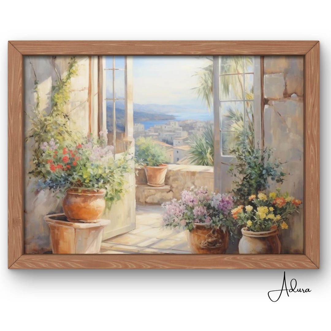 Monet Style Painting of a Botanical Balcony Frameless Wall Canvas - Etsy