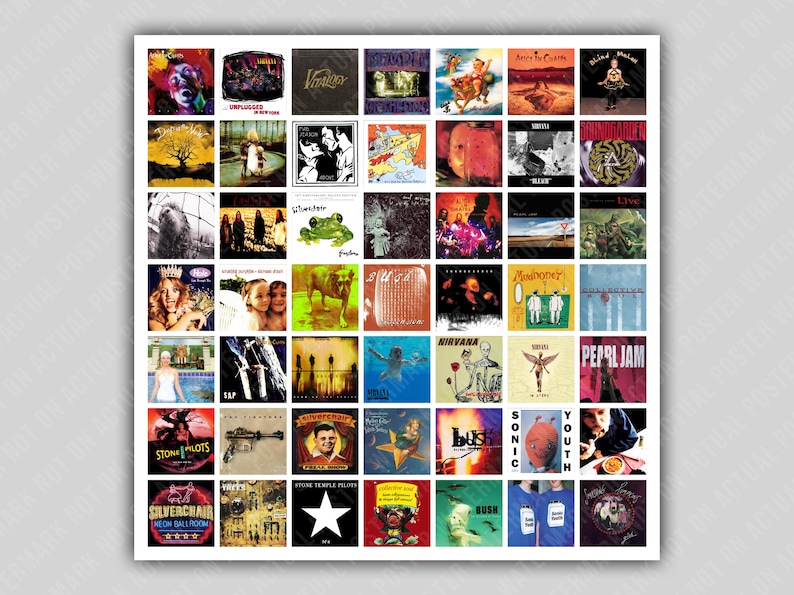 1990s Grunge & Rock Best Albums Collage Poster - Beautiful High Quality ...
