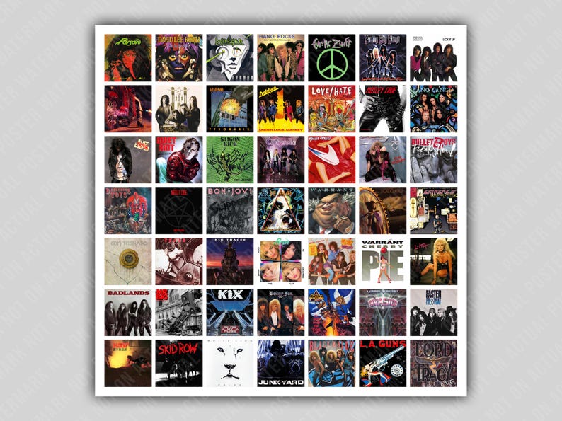 1980s Rock & Hair Metal Band Best Albums Collage Poster - Beautiful ...
