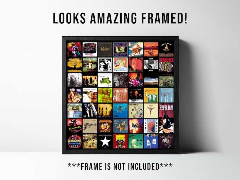 1990s Grunge & Rock Best Albums Collage Poster - Beautiful High Quality ...
