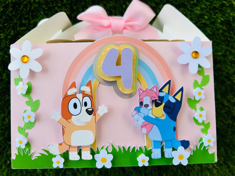 Bluey Favor Boxes, Girl Bluey Gable Boxes, Bluey Pink Gable Boxes ...