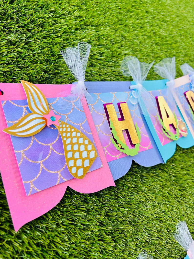 Mermaid Banner , Mermaid Birthday Banner , Mermaid Theme Party Decor - Etsy