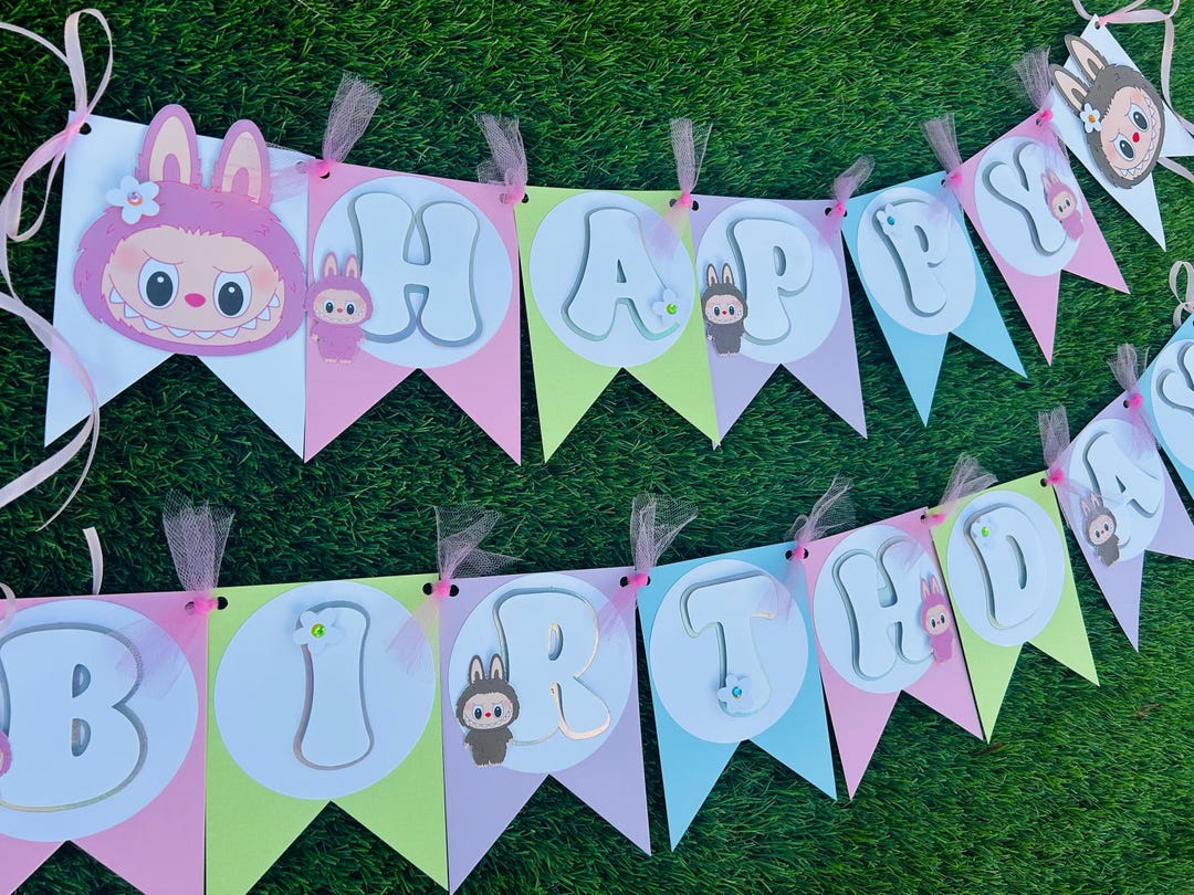 Labubu Banner, Labubu birthday banner , Cute Monster banner, Cute ...