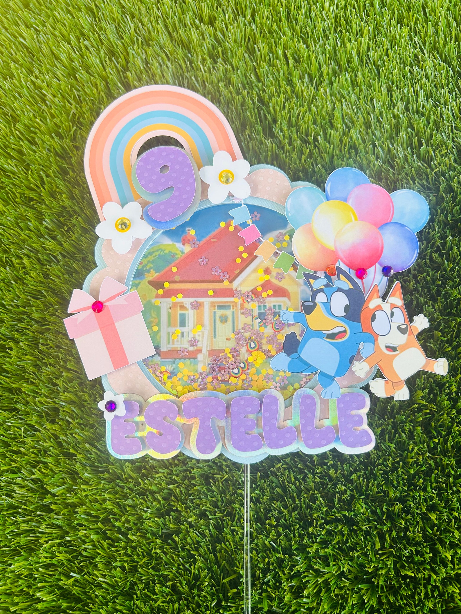 Blue Dog Cake Topper, Blue Dog Girl Cake Topper, Bluey Cake Topper ...