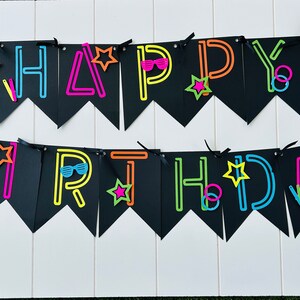 Neon Birthday Banner, Glow Party, Glow in the Dark Banner, Personalized ...