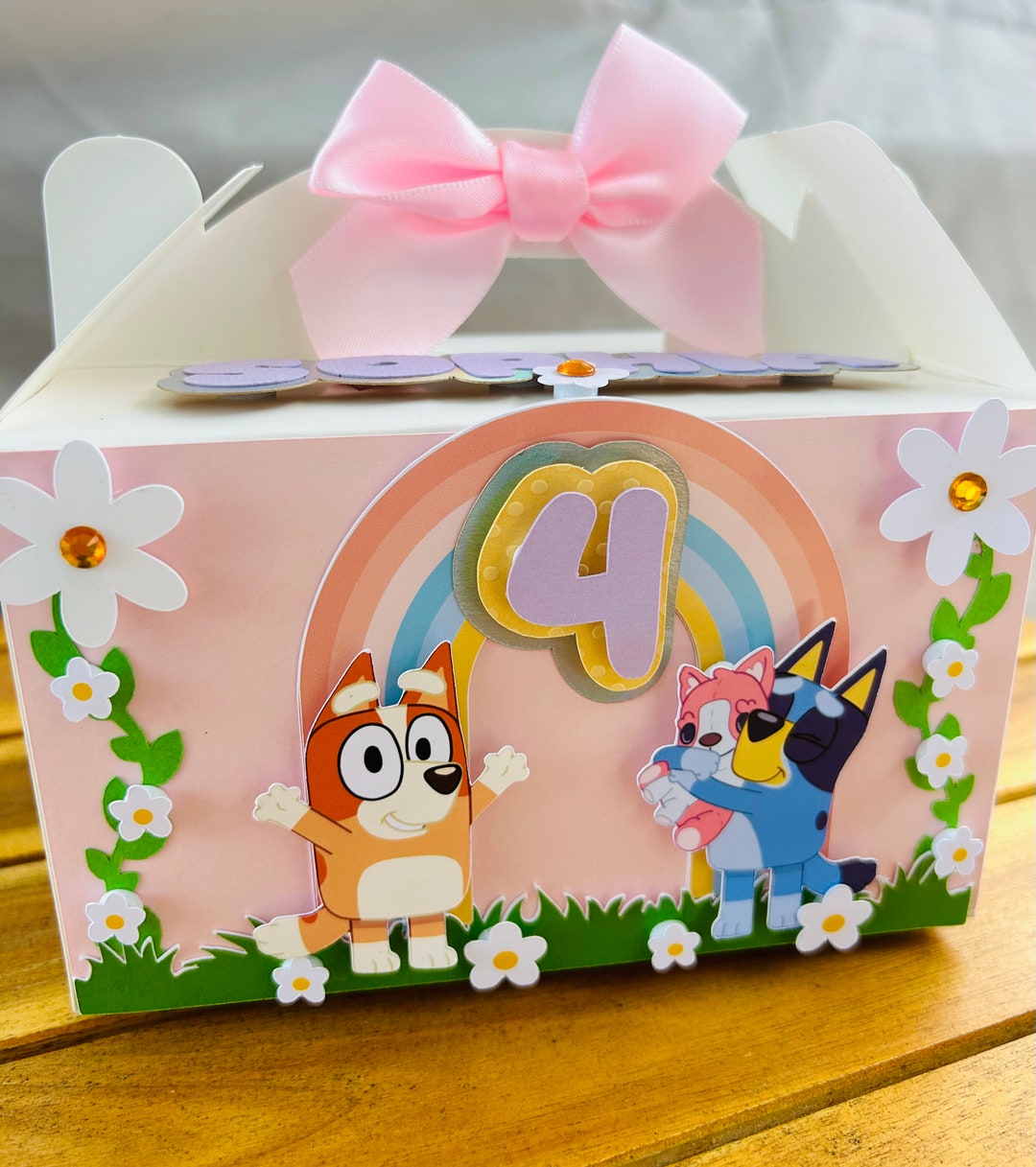 Bluey Favor Boxes, Girl Bluey Gable Boxes, Bluey Pink Gable Boxes ...