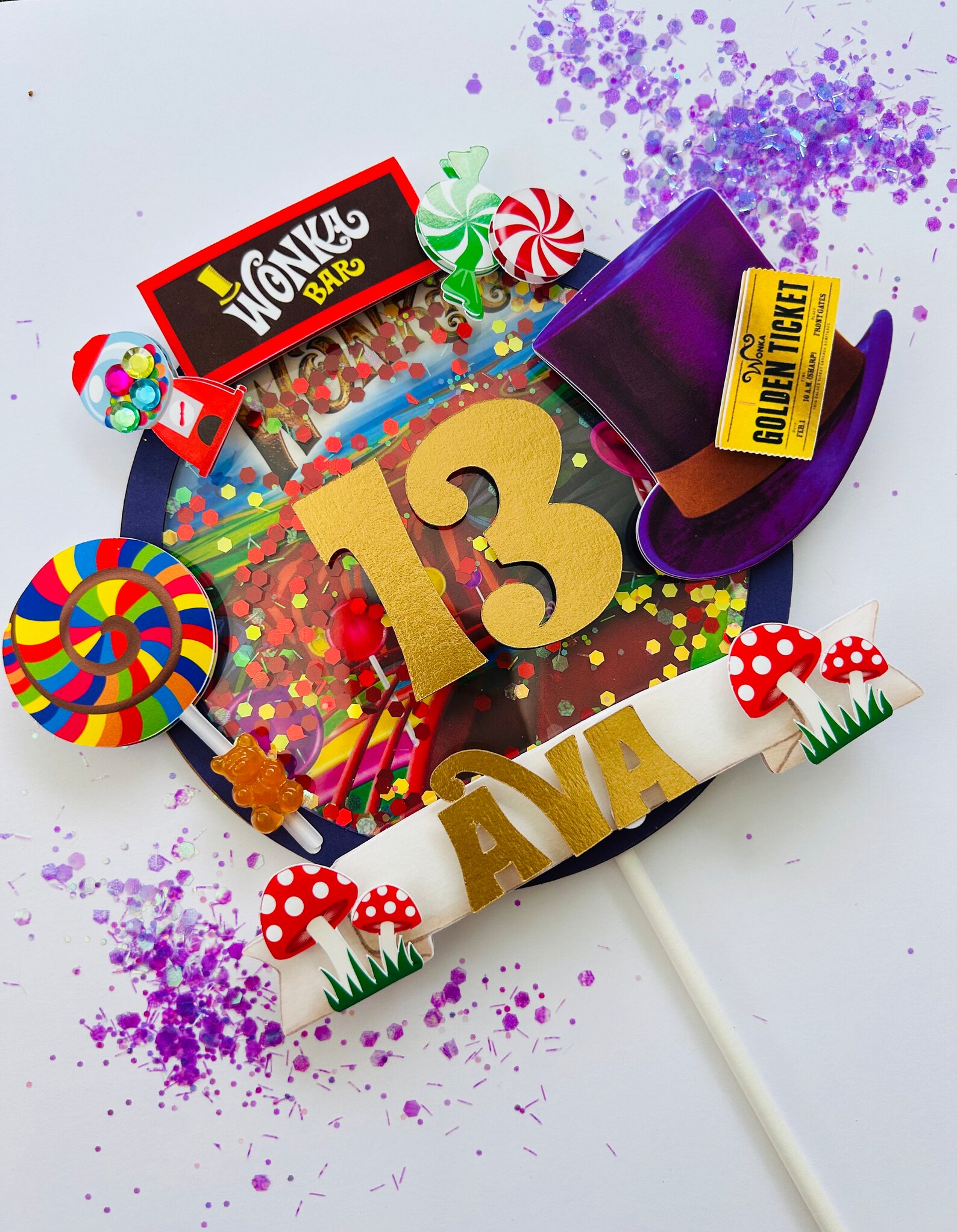 Willy Wonka Cake Topper, Willy Wonka Cake Decor, Willy Wonka Party ...