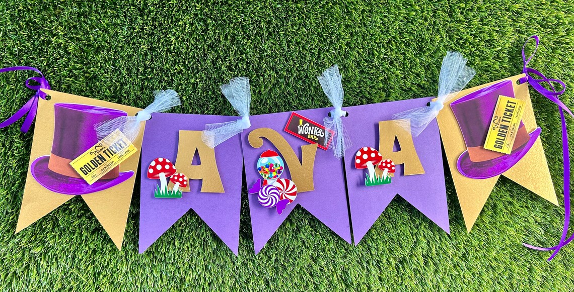 Willy Wonka Name Banner, Willy Wonka Banner, Willy Wonka Party Decor - Etsy