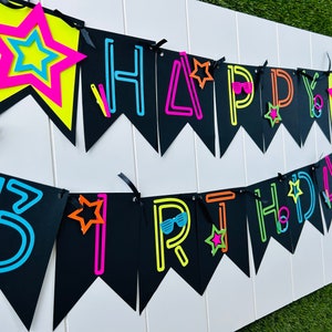 Neon Birthday Banner, Glow Party, Glow in the Dark Banner, Personalized ...